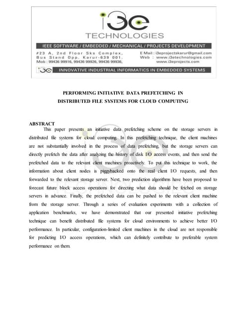 Performing Initiative Data Prefetching In Distributed File Systems For