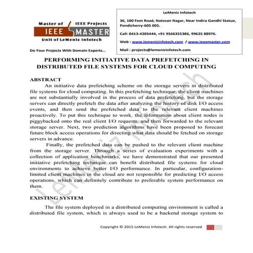 Performing Initiative Data Prefetching In Distributed File Systems For 8569