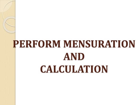 BPP 7 Perform Mensuration and Calculation | PPSX | Desserts and Baking | Food & Drink