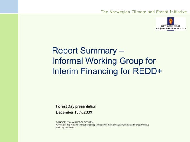 Report Summary - Informal Working Group for Interim Financing for REDD+ ...