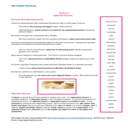 ESL Helpful Handouts-Perfume | PDF
