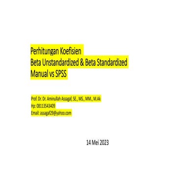 Perhitungan Beta Unstandardized & Beta Standardized.pptx | Science