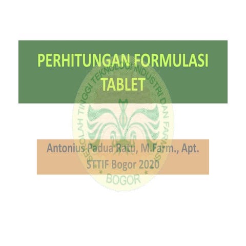 PERHITUNGAN FORMULASI TABLET | PDF