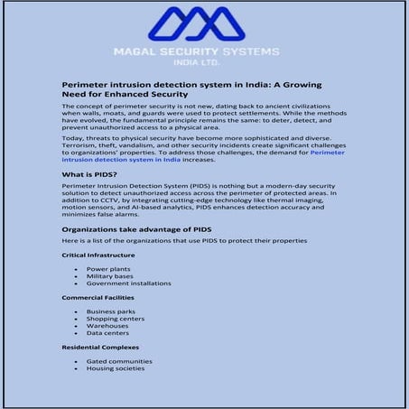 Perimeter intrusion detection system in India and A Growing Need for ...