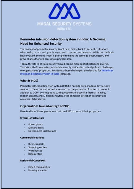 Top Technologies for Detecting and Preventing Perimeter Intrusion | PDF