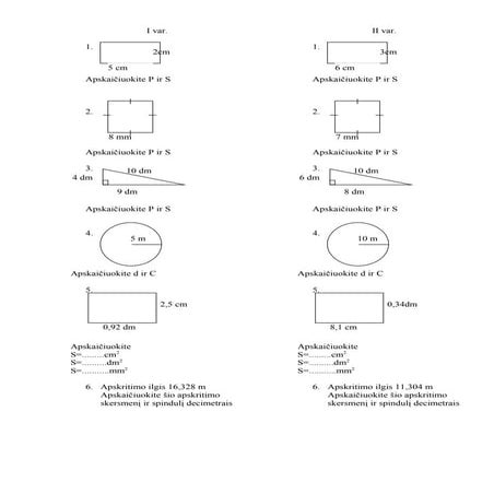 Perimetras, plotas | PDF