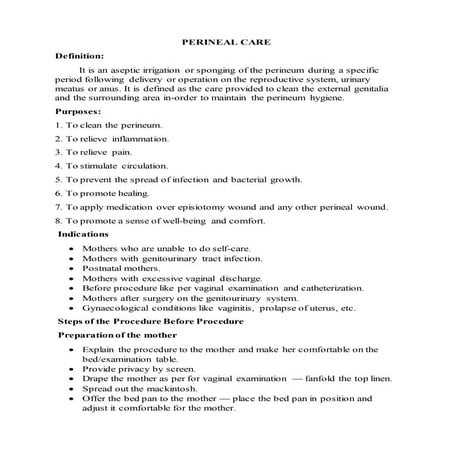 Perineal care | PDF