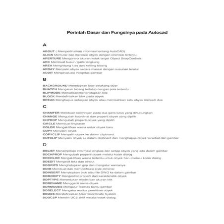 Perintah dasar dan fungsinya pada autocad | DOC