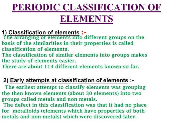 Periodic Classification of Elements | PPT