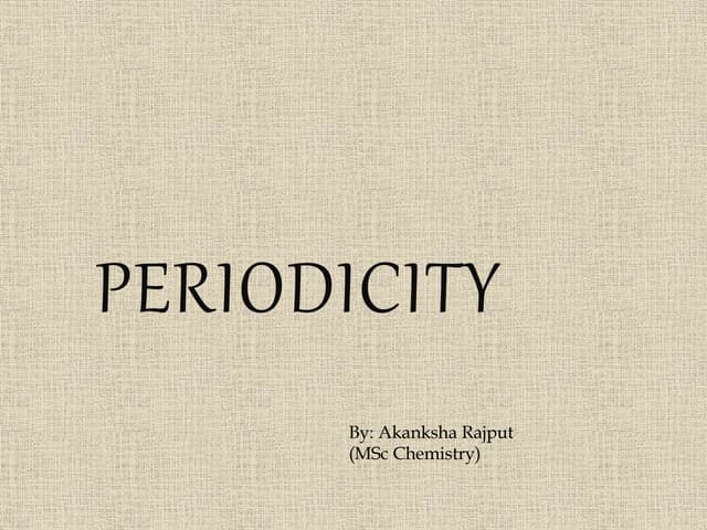 Trends in the periodic table | PPT