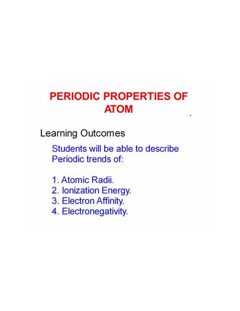 Periodic properties | PPTX | Chemistry | Science