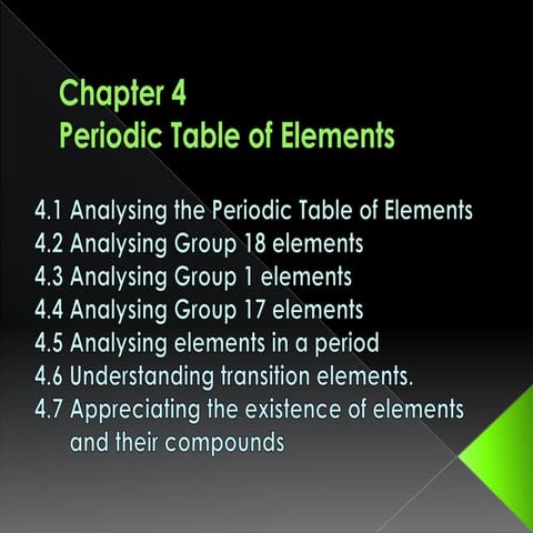Chapter 4 The Periodic Table Lesson 4a: The Periodic Law Revisited