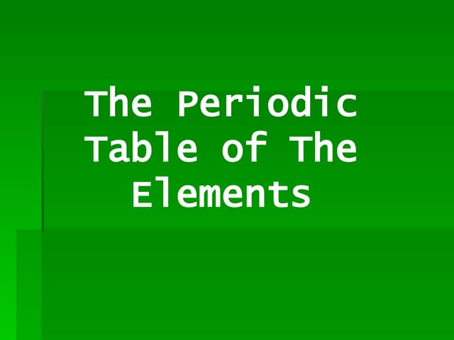 Periodic table ppt | PPT