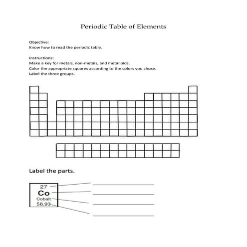 Periodic Table worksheet | DOCX | Chemistry | Science