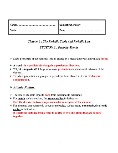 Periodic table cheat sheet | PDF | Chemistry | Science
