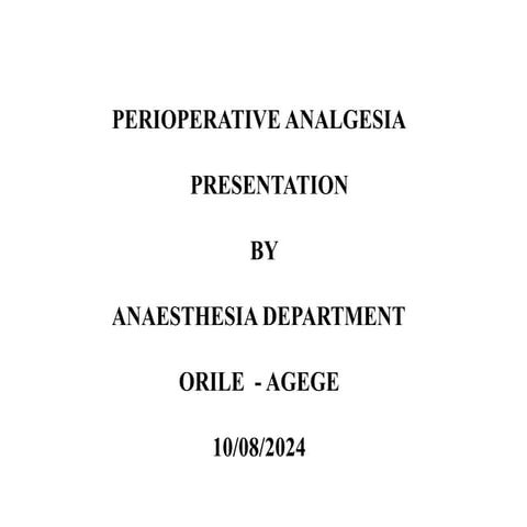 Perioperative Analgesia: Pain relievers as premedications.pptx
