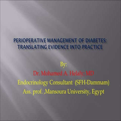 Perioperative management of diabetes | PPT