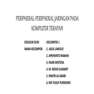 Peripheral peripheral jaringan pada komputer terapan | PPTX