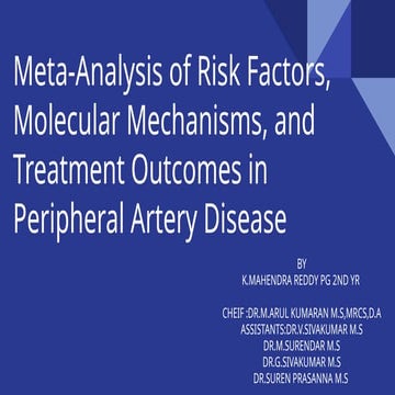 Peripheral Artery Disease (PAD)- Molecular Mechanisms and Novel ...