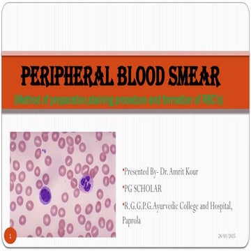 PERIPHERAL BLOOD SMEAR.pptx preparation staining fixation | PPT