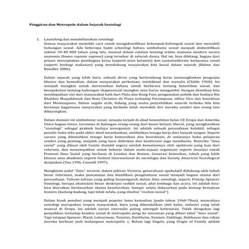 Periphery and metropole (pinggiran dan metropole dalam sosiologi) | PDF