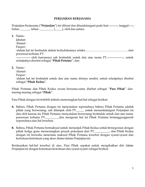 Kesepakatan bersama pengakhiran perjanjian | DOCX