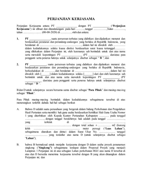 Contoh Perjanjian Kompensasi Kayu Terbaru (Beli Perjanjian, Hub: 08118887270 (WA)) | DOCX