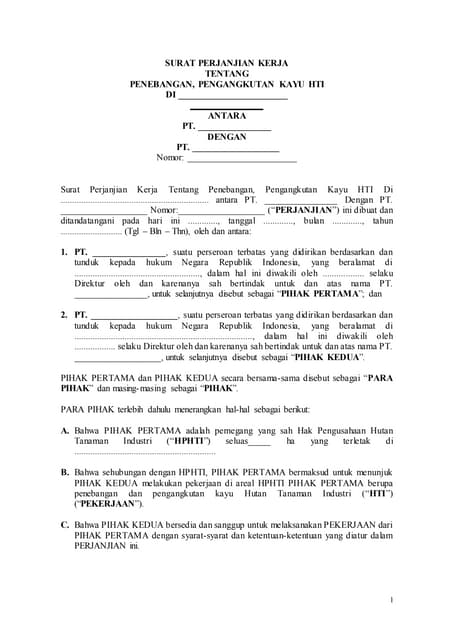 Contoh Perjanjian Kompensasi Kayu Terbaru (Beli Perjanjian, Hub: 08118887270 (WA)) | DOCX