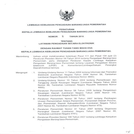 Pelaksanaan Pengadaan Melalui E-Procurement (Materi 7) | PPT