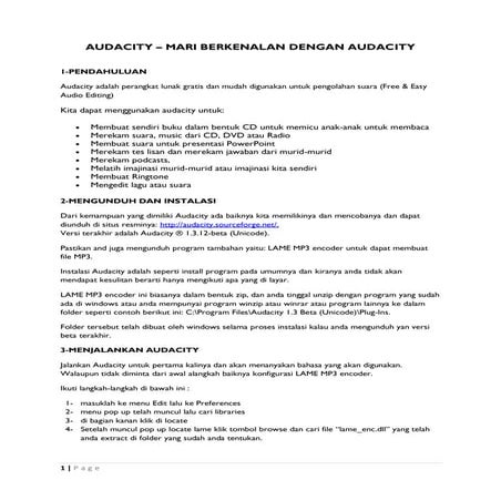 Perkenalan audacity | PDF