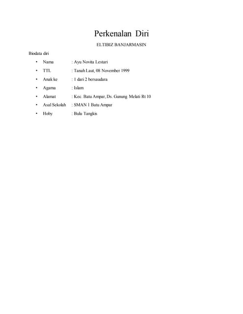 Power Point Perkenalan diri dan biodata diri wulan juliati | PPT