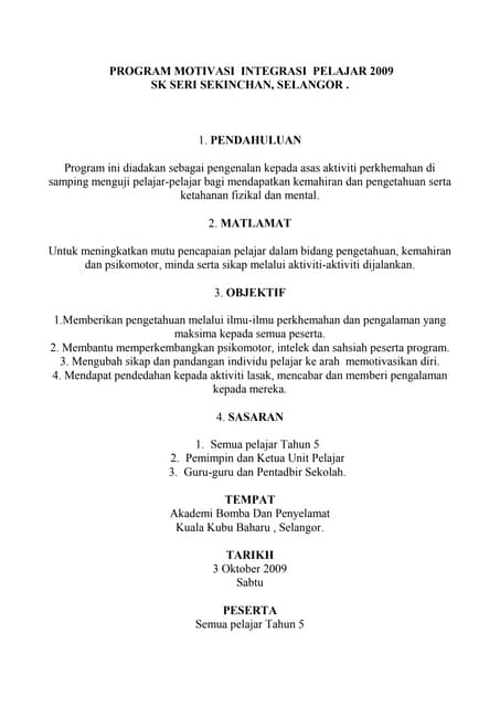 Contoh kertas kerja program | DOC