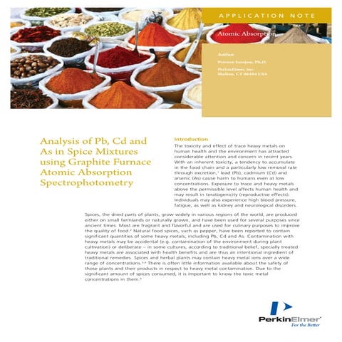 Analysis of Pb, Cd and As in Spice Mixtures using Graphite Furnace ...