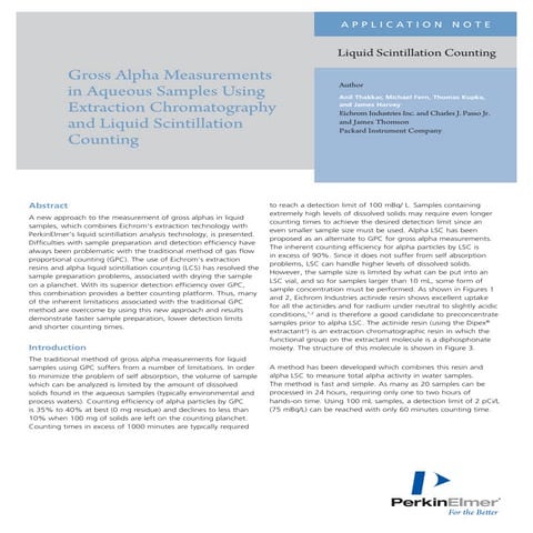 Application Note: Gross Alpha Measurements in Aqueous Samples Using ...