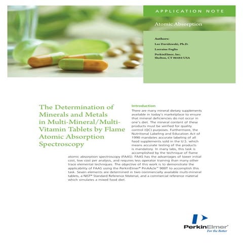 The Determination of Minerals and Metals in Multi-Mineral/Multi ...