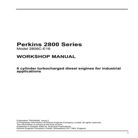 Perkins 2800 series 2806 c e16 diesel engine service repair manual | PDF