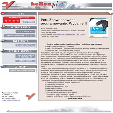 Perl. Zaawansowane programowanie. Wydanie II | PDF