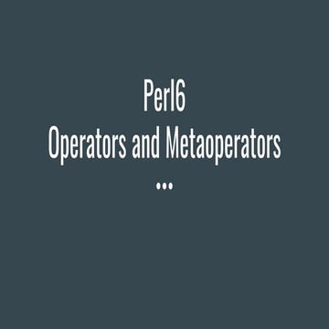 Perl6 Operators And Metaoperators Pdf Programming Languages Computing 9136