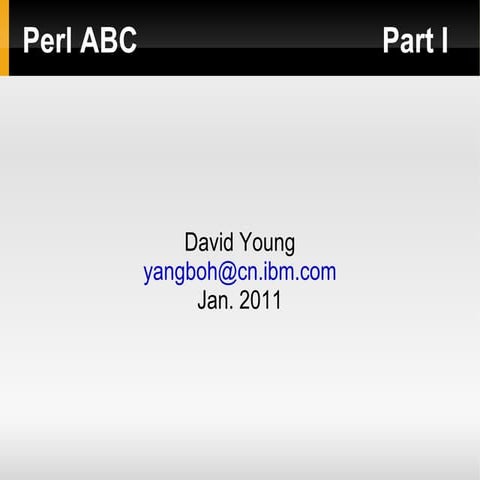 Abc Of Perl Programming Ppt