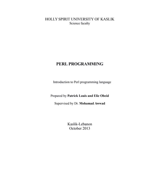 Perl Programming Language Pdf Programming Languages Computing