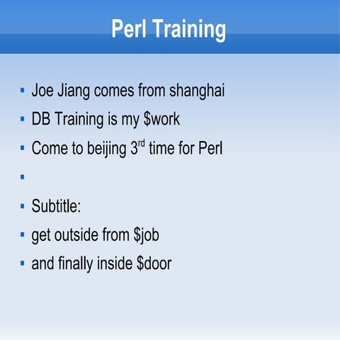 Perl Training by local and for local | PDF | Programming Languages ...