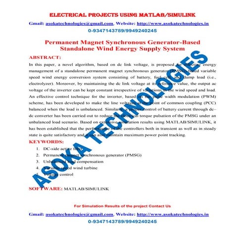 Permanent Magnet Synchronous Generator-Based Standalone Wind Energy ...