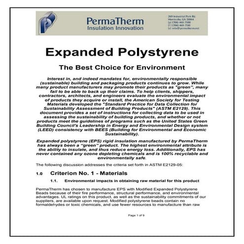 PermaTherm Green Expanded Polystyrene | PDF