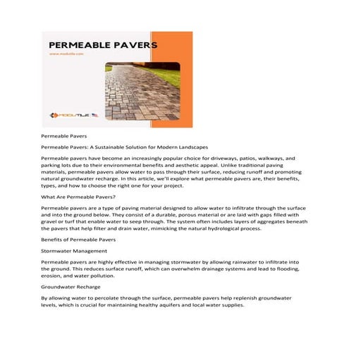 Permeable Pavers - Firth | PDF