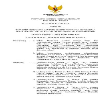Permen 28 tahun_2014 mencabut No.16 tahun 2011 tentang PP/ PKB | PDF