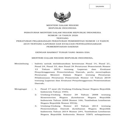 Permendagri 18 tahun 2020 (LPPD & IKK).pdf