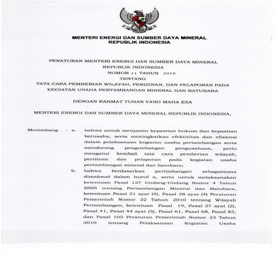 Permen esdm no. 11 tahun 2018 | PDF
