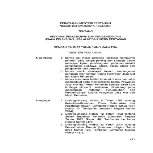 Permentan 25-08 | PDF