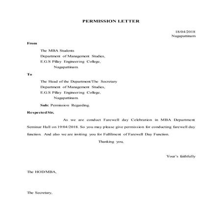 Format of Permission letter | DOCX