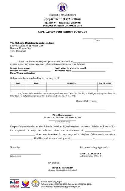 Permit to study | DOCX